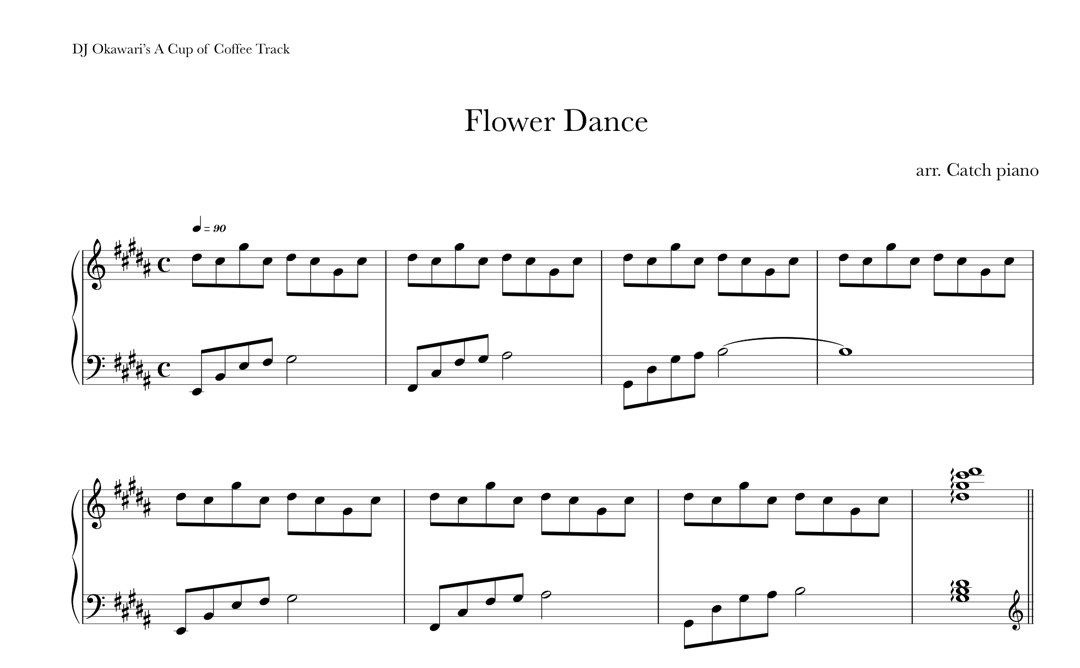 악보 > DJ Okawari - Flower Dance (B Major) | catch piano