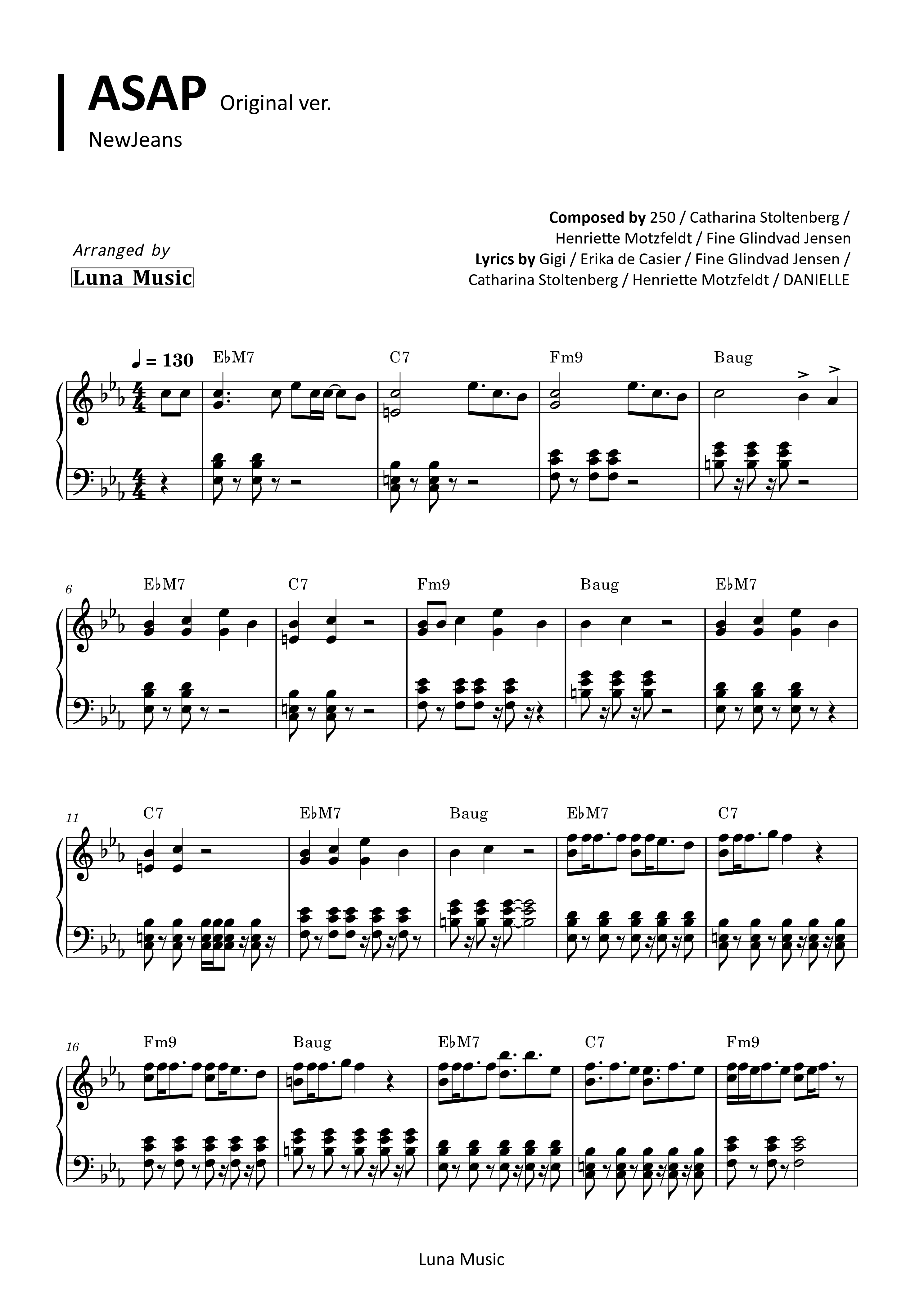 악보 > NewJeans (뉴진스) - ASAP [원곡 악보] by 루나뮤직