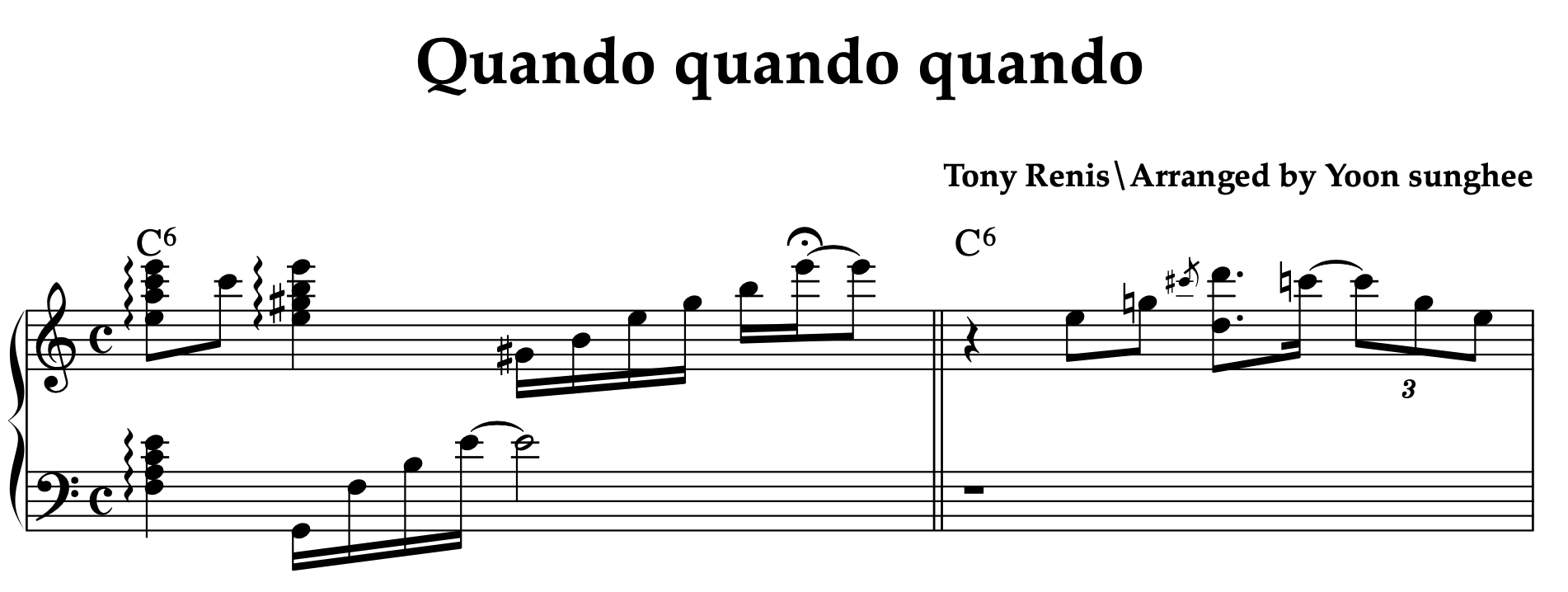 악보 > Tony Renis - Quando quando quando (우리들의블루스) | Yoon sunghee