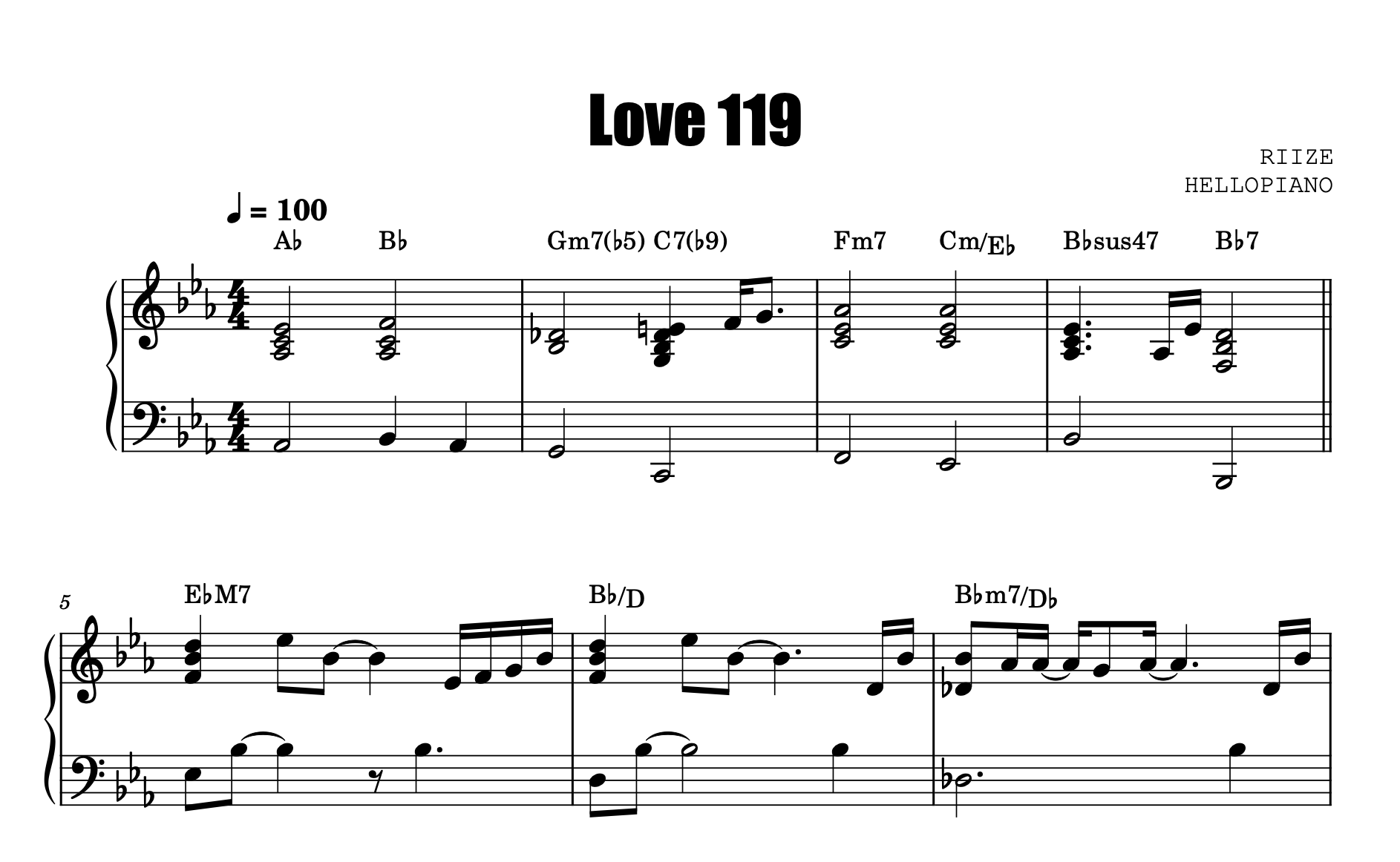 악보 > RIIZE - Love 119 (반주악보)