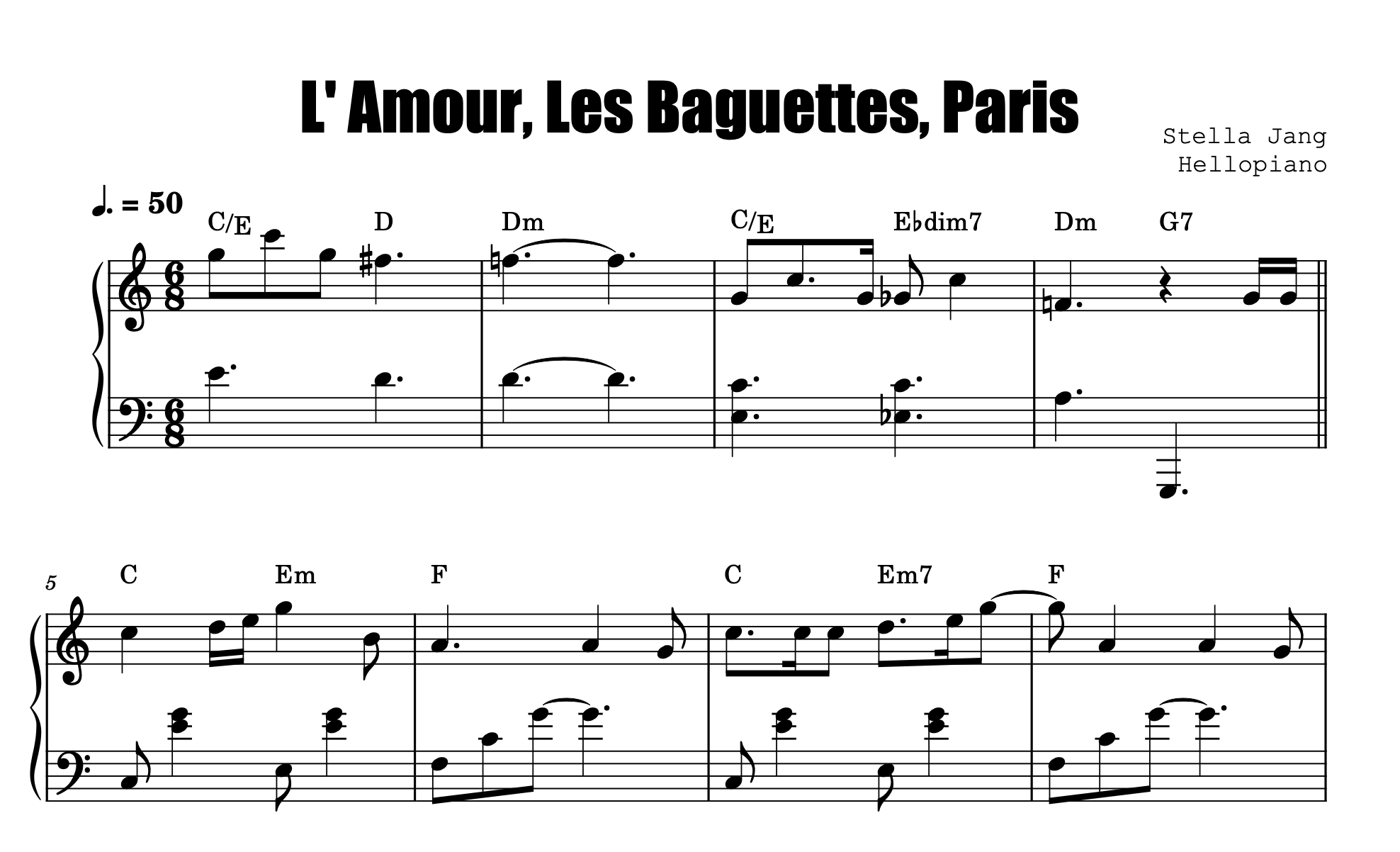 커뮤니티 > Stella Jang(스텔라장) - L’Amour, Les Baguettes, Paris | 피아노piano 악보sheet