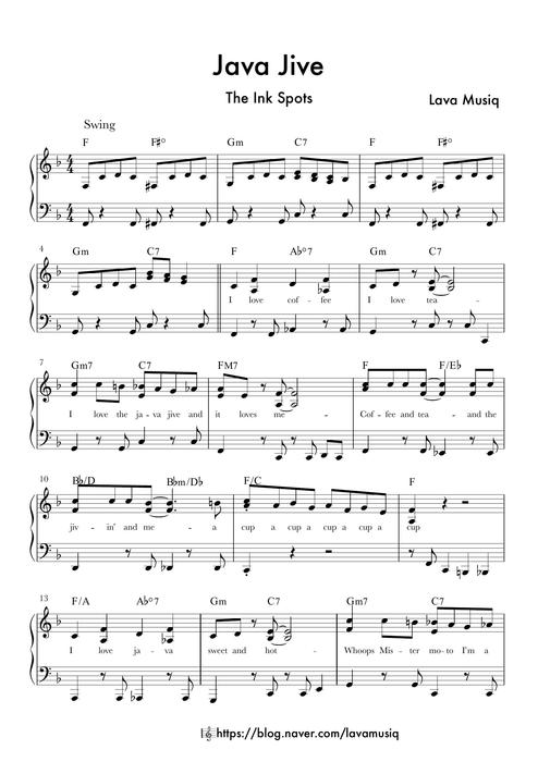 악보 > The Ink Spots - Java Jive (쉬운재즈악보) by Lava