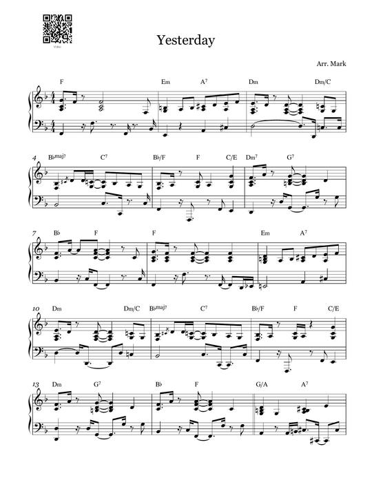 커뮤니티 > 영화 예스터데이OST!! 비틀즈 - Yesterday 재즈버전 by Mark Piano