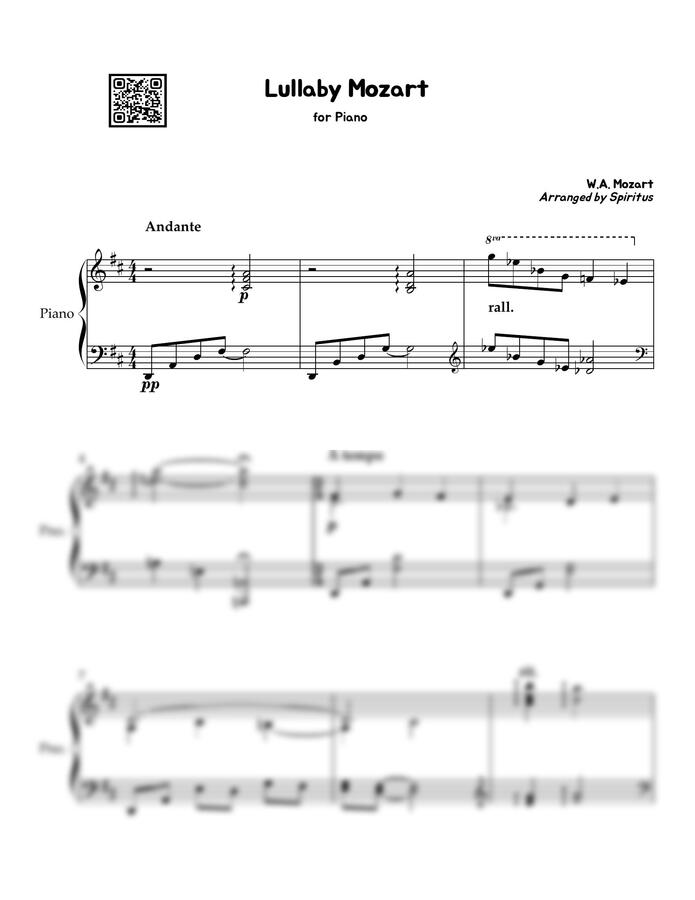 악보 > W.A. Mozart - 자장가 (피아노 편곡) by Spiritus