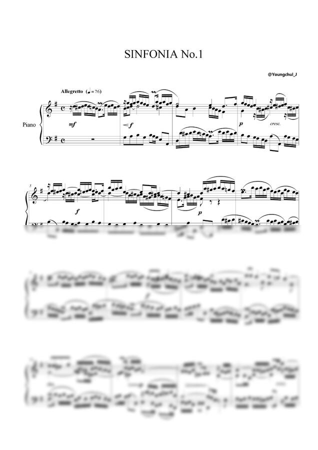 악보 > Youngchul Jang - Sinfonia No.1 (Bach Style) by Youngchul Jang