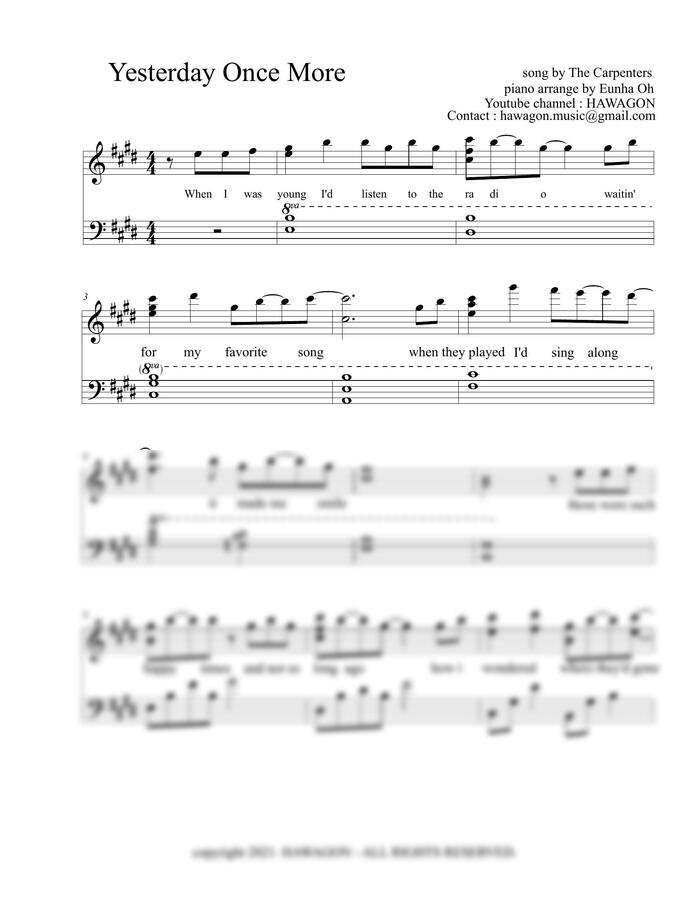 악보 > Carpenters - Yesterday Once More by HAWAGON