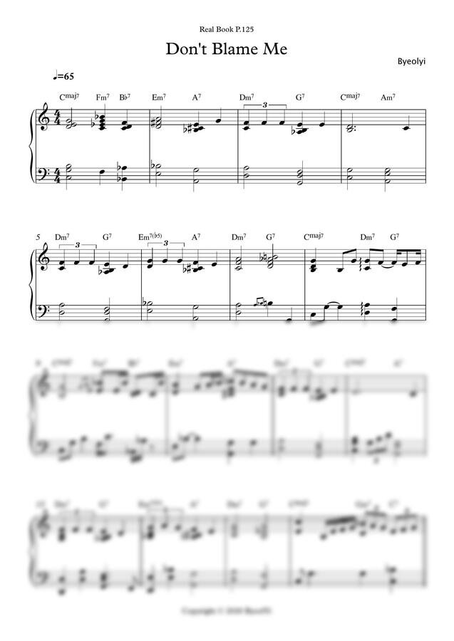 악보 > Jimmy McHugh - Don't Blame Me (Jazz Piano) by ByeolYi