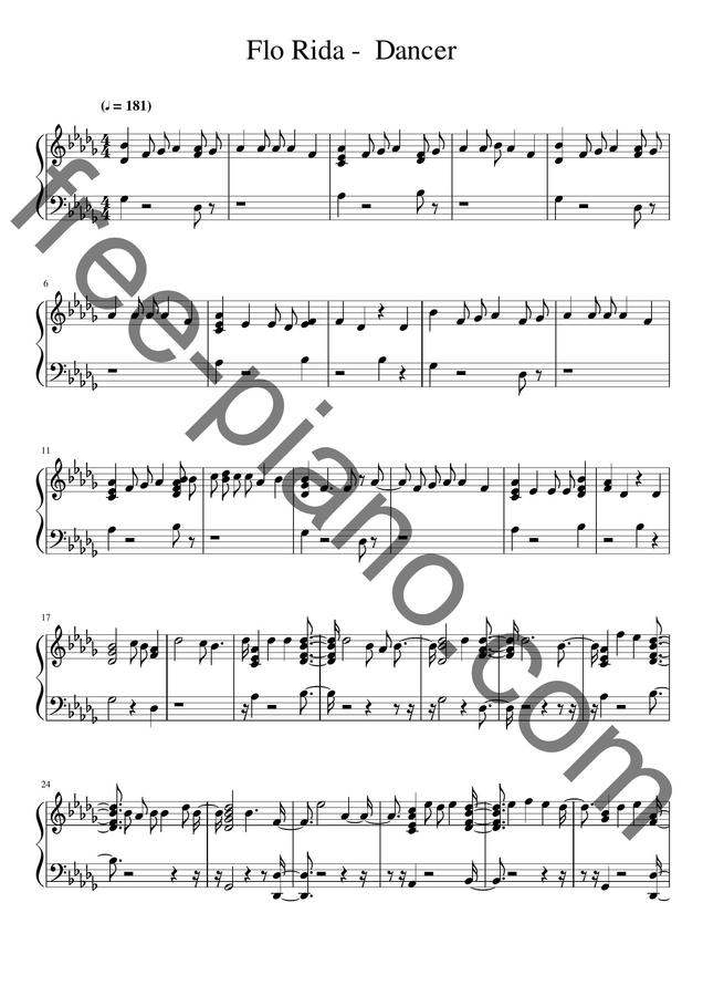 악보 > Flo Rida - Dancer by free-piano.com