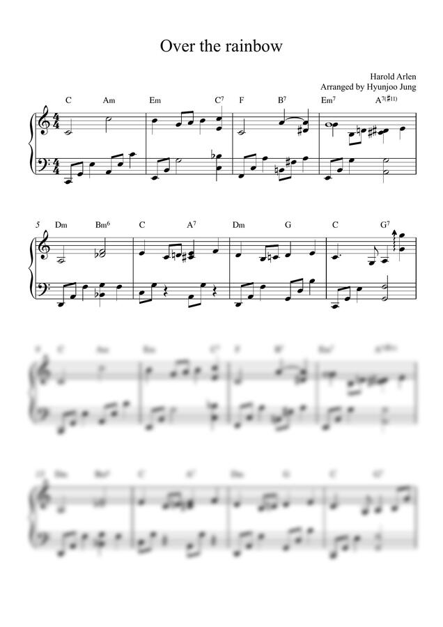 악보 > 오즈의 마법사 OST - Over the rainbow (C key_Easy) | Hyunjoo Jung