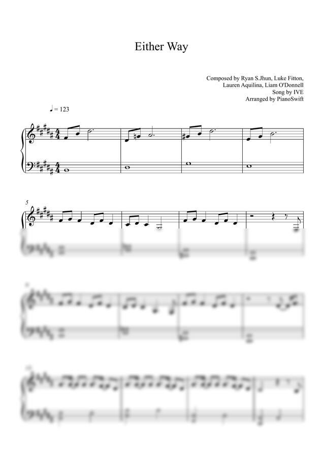 악보 > IVE - Either Way(쉬운키 악보 포함) (초급 악보) by 피아노스위프트