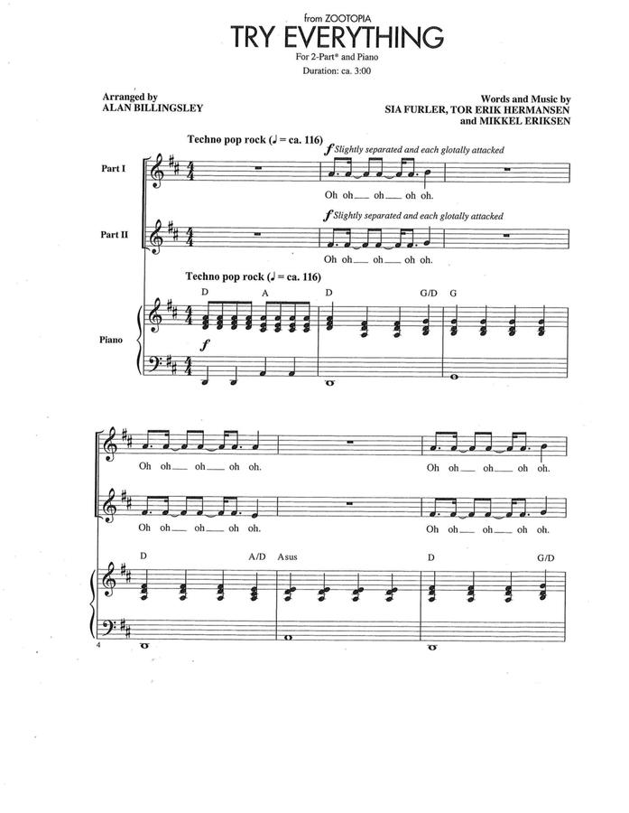 악보 > 주토피아 OST - Try Everything