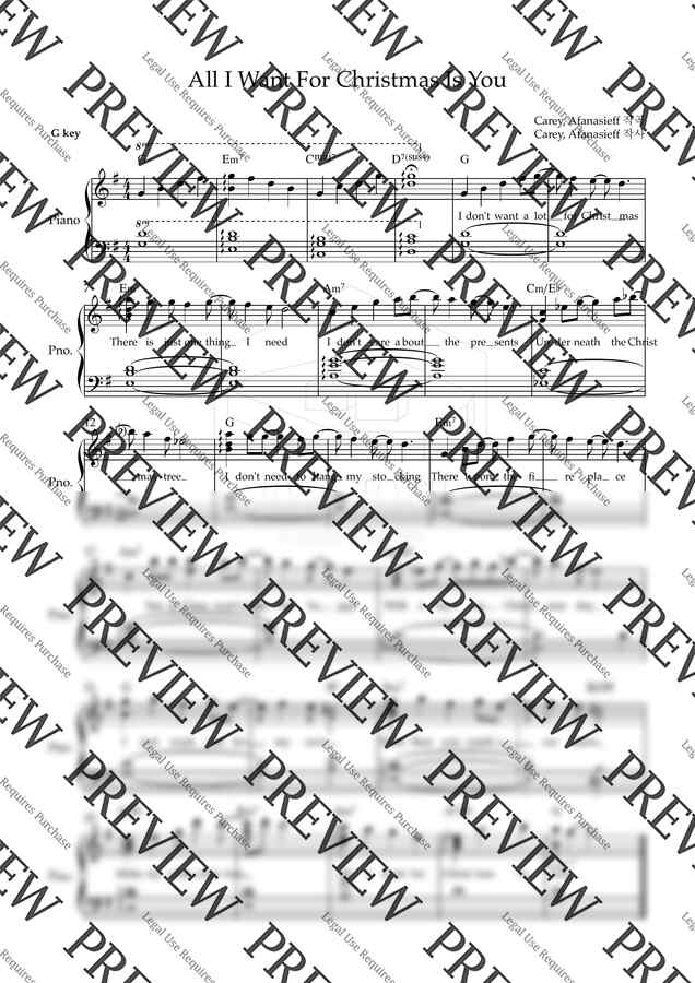 악보 > Mariah Carey - All I want for Christmas is you by 여리고 캐슬 / CASTLE ...