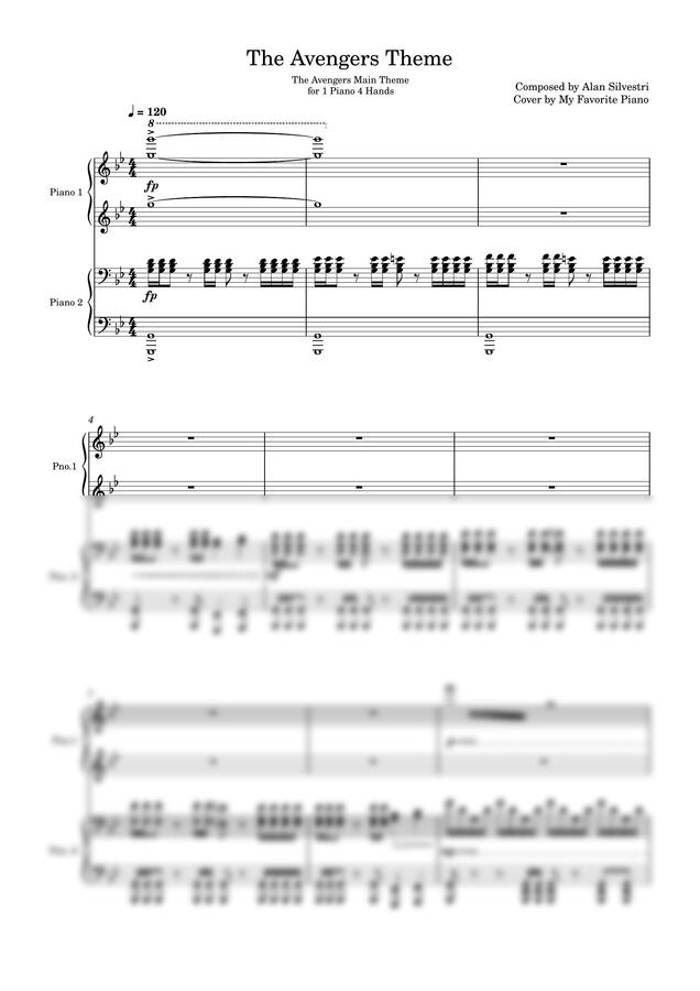 악보 어벤져스 Ost The Avengers 메인 테마 포핸즈 어려운 By My Favorite Piano