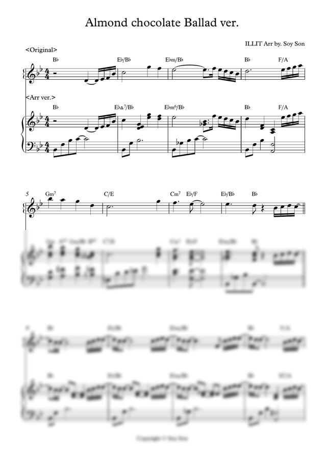 악보 > 아일릿(ILLIT) - Almond chocolate 재즈발라드 편곡(리하모니제이션) by Soy Son