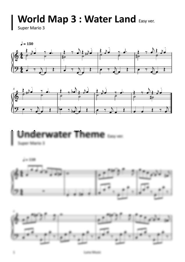 악보 > 슈퍼마리오 3 OST - 월드맵 3 : Water Land + Underwater Theme + You Died ...