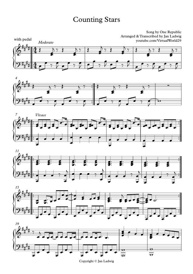 악보 > OneRepublic - Counting Stars