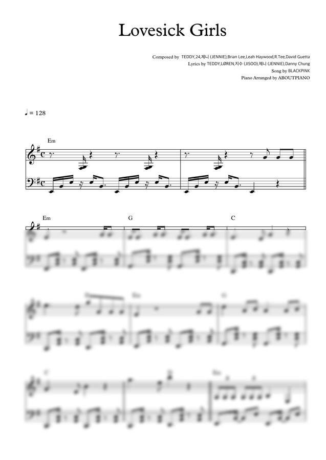 악보 > 블랙핑크 - Lovesick Girls