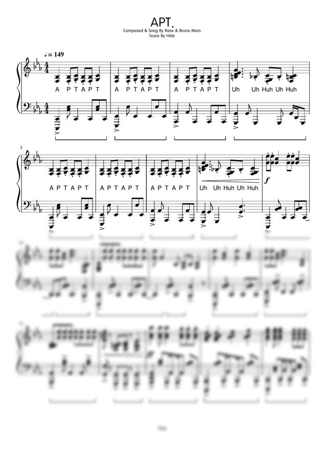 악보 > Rose (로제) & Bruno Mars (브루노 마스) - APT.(아파트) by Hide