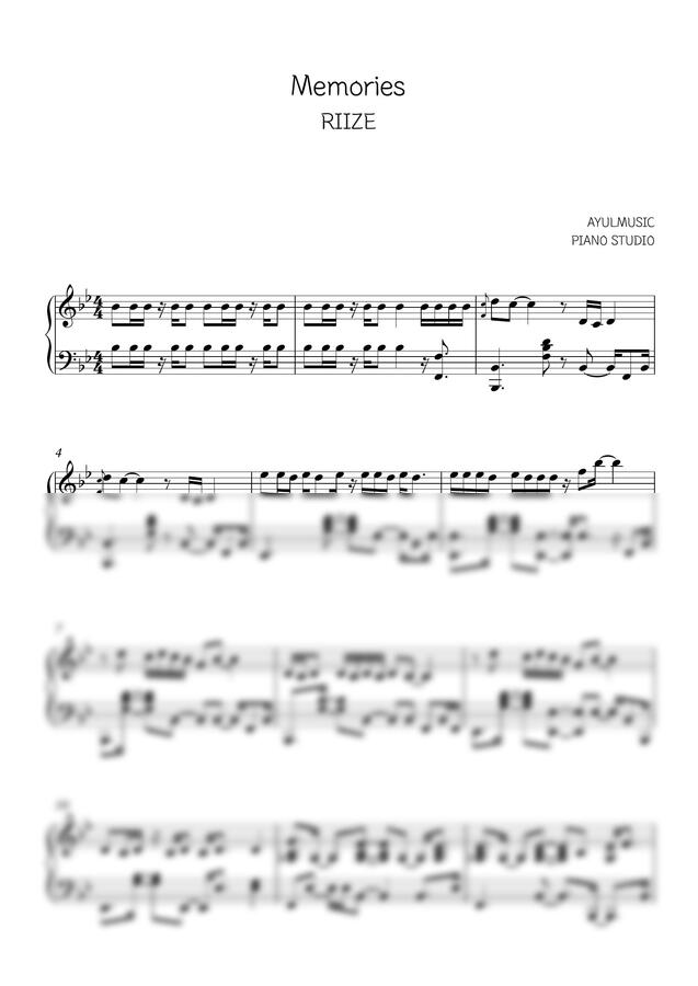악보 > RIIZE(라이즈) - Memories (1절/ 코드 포함) by AYULMUSIC PIANO STUDIO