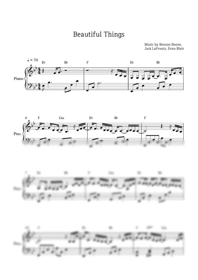악보 > Benson Boone - Beautiful Things by 피아노인유