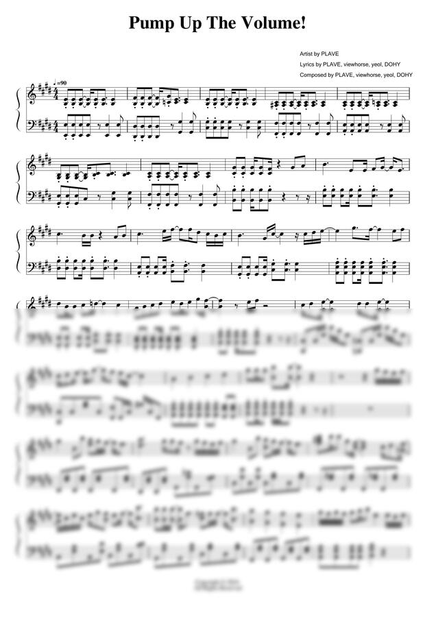 악보 > 플레이브(PLAVE) - Pump Up The Volume!(펌프 업 더 볼륨!) 피아노 악보 by 애용김애용