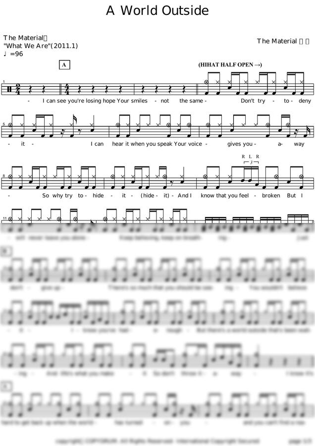 악보 > The Material - A World Outside by 카피드럼