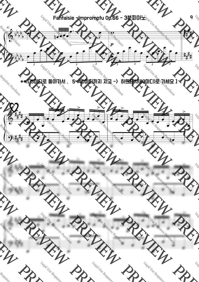 악보 F Chopin 쇼팽 Fantasie Impromptu Op 66 즉흥환상곡 원곡 By 3분피아노