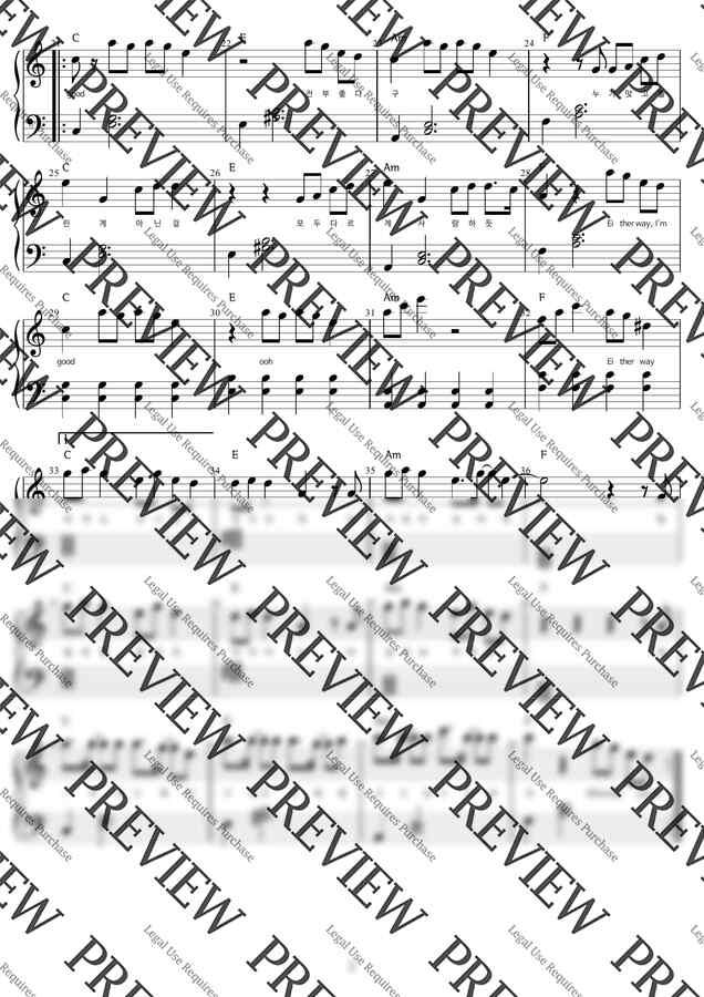 악보 > IVE(아이브) - Either Way( C key ) 6급 피아노악보 (10단계중6급3p) by BK뮤직