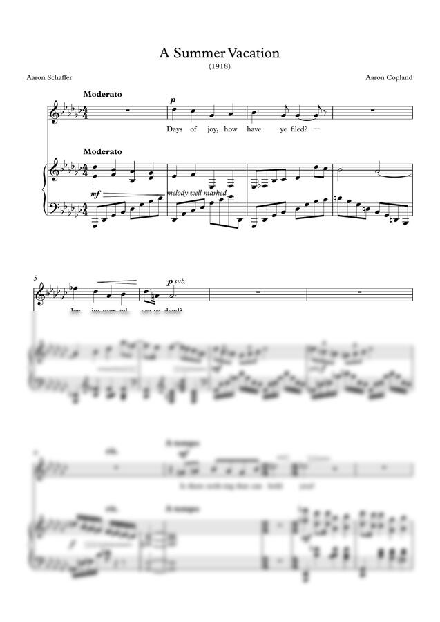 Aaron Copland - A summer vacation(Eb minor) - 단쨉 피아노 악보 | 마피아