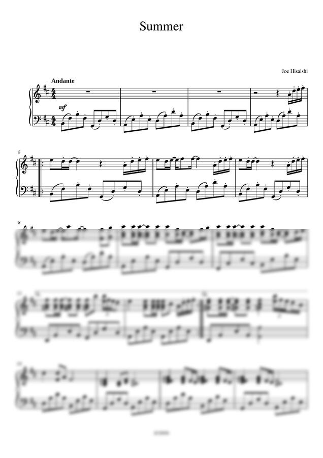 악보 Joe Hisaishi 히사이시 조 Summer 썸머 원곡 By Junpin