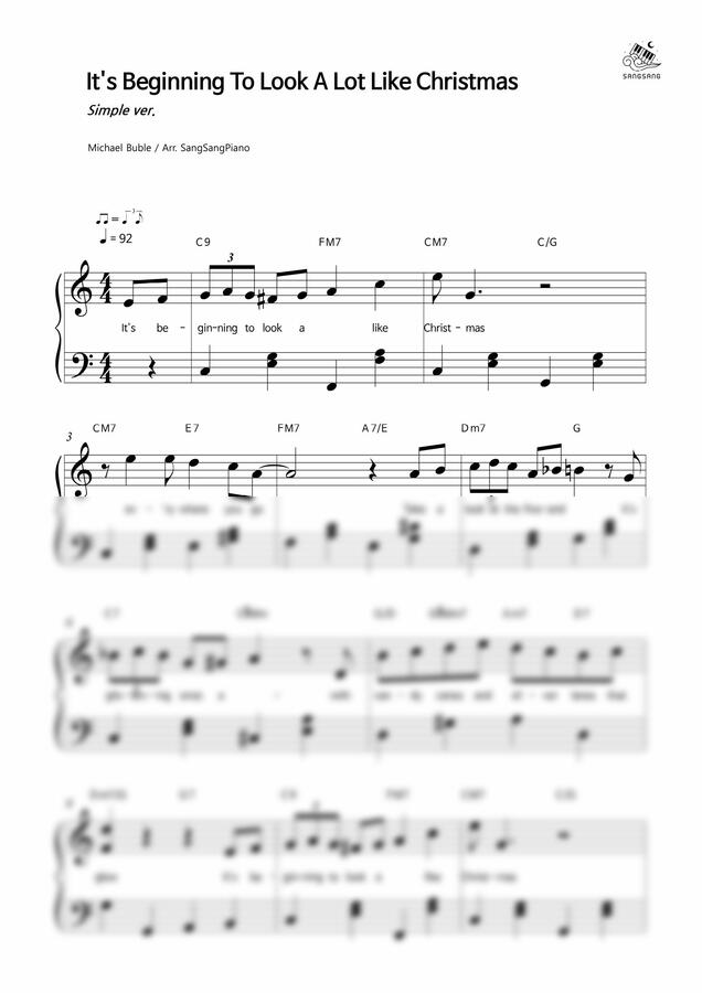 악보 > Michael Buble - It's Beginning To Look A Lot Like Christmas (쉬운 악보 ...
