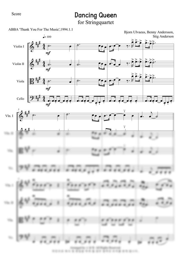 악보 > ABBA - Dancing Queen (현악4중주, 팝) by soalteb