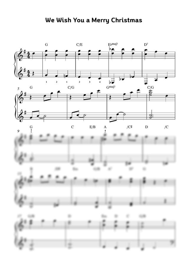악보 > We wish you a merry christmas (jazz ver.) (쉬운 악보) by 윤슬피아노