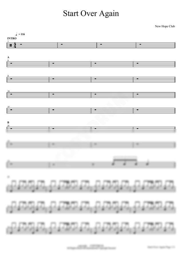 악보 > New Hope Club - Start Over Again by 카피드럼