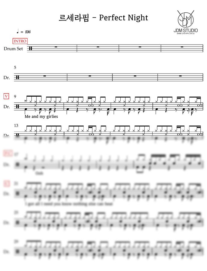 악보 > LE SSERAFIM (르세라핌) - Perfect Night by 장세형