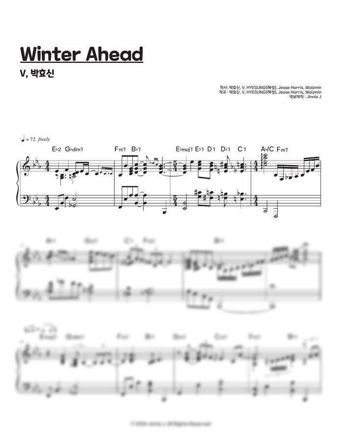 악보 > V(뷔), 박효신 - Winter Ahead by Jinnie J