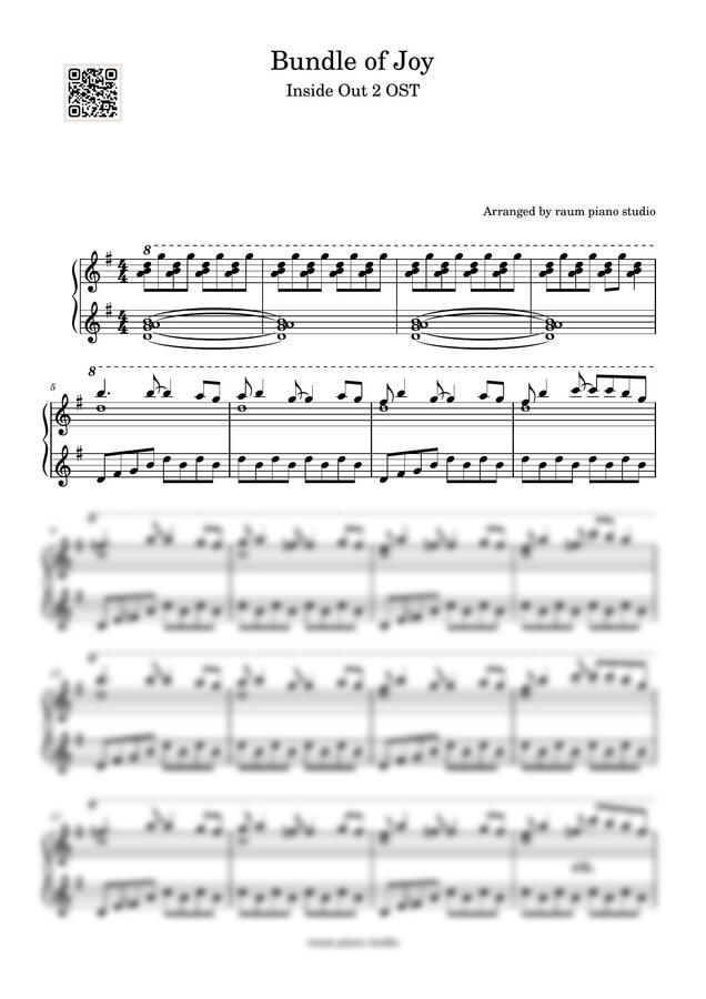 악보 인사이드아웃2 Ost Bundle Of Joy 원곡 긴 버전 By Raum Piano