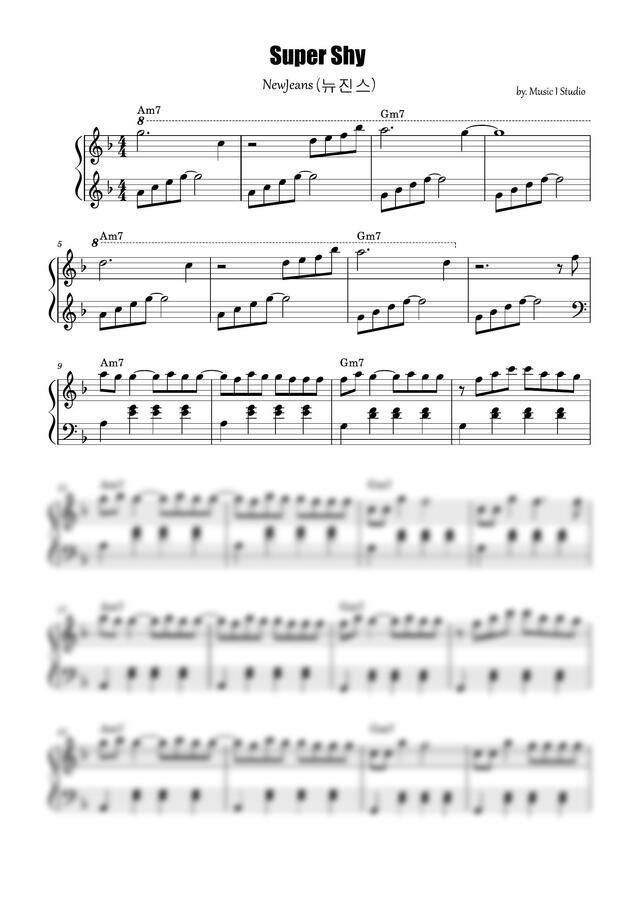 악보 > NewJeans(뉴진스) - Super Shy (F Key) by by.뮤직아이스튜디오