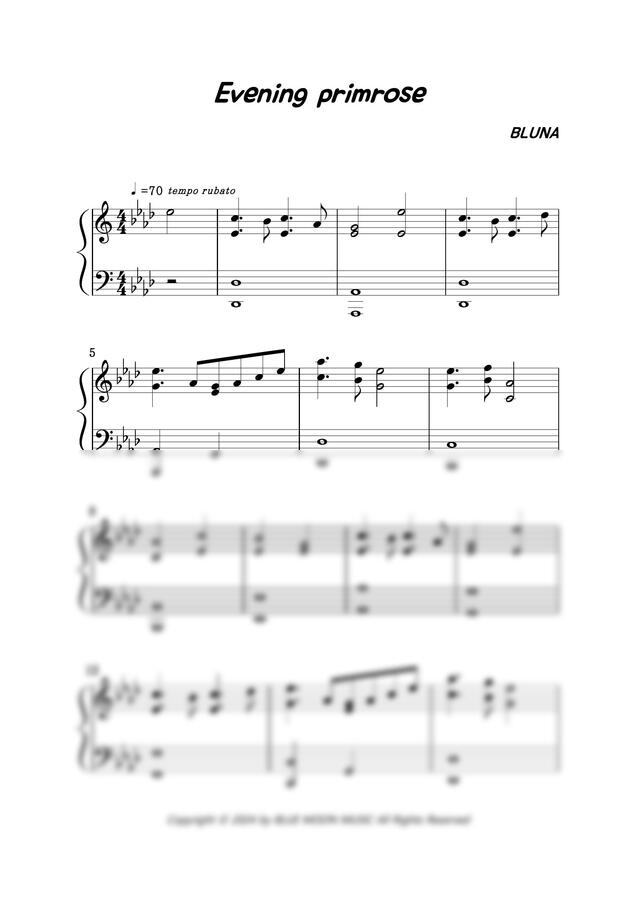 악보 > 청월령 | BLUNA - Evening primrose