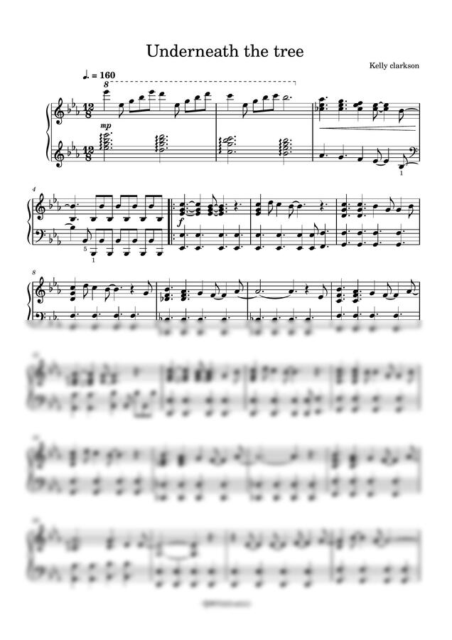 악보 > Kelly clarkson - Underneath the tree by 햅삐악보(habbi)