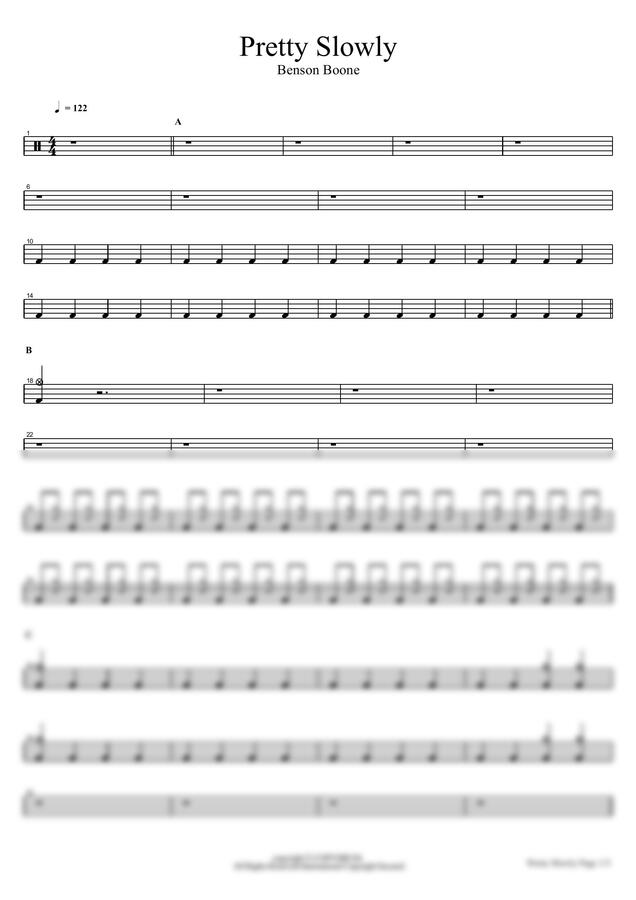 악보 > Benson Boone - Pretty Slowly by COPYDRUM