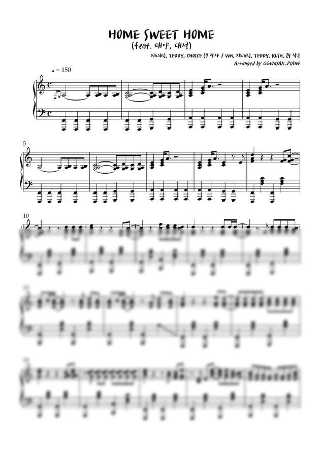 악보 > G-DRAGON - HOME SWEET HOME (Feat. 태양 & 대성)_(C Major, 다장조)
