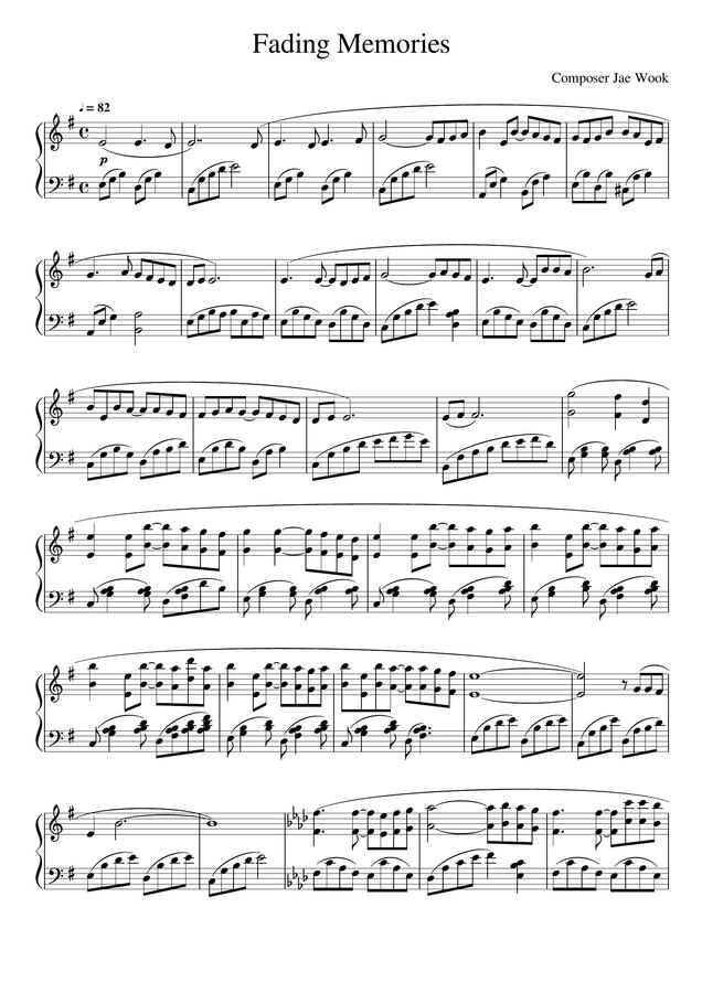 악보 > 작곡하는 재욱 - Fading Memories