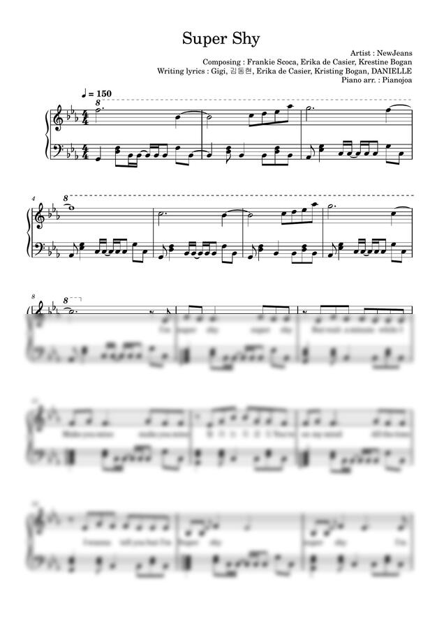 악보 > 뉴진스 - Super shy by Pianojoa