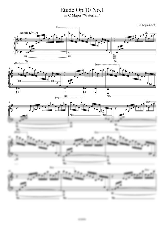 악보 > F. Chopin (쇼팽) - Etude Op.10 No.1 in C Major "Waterfall" (에튀드 1번 ...