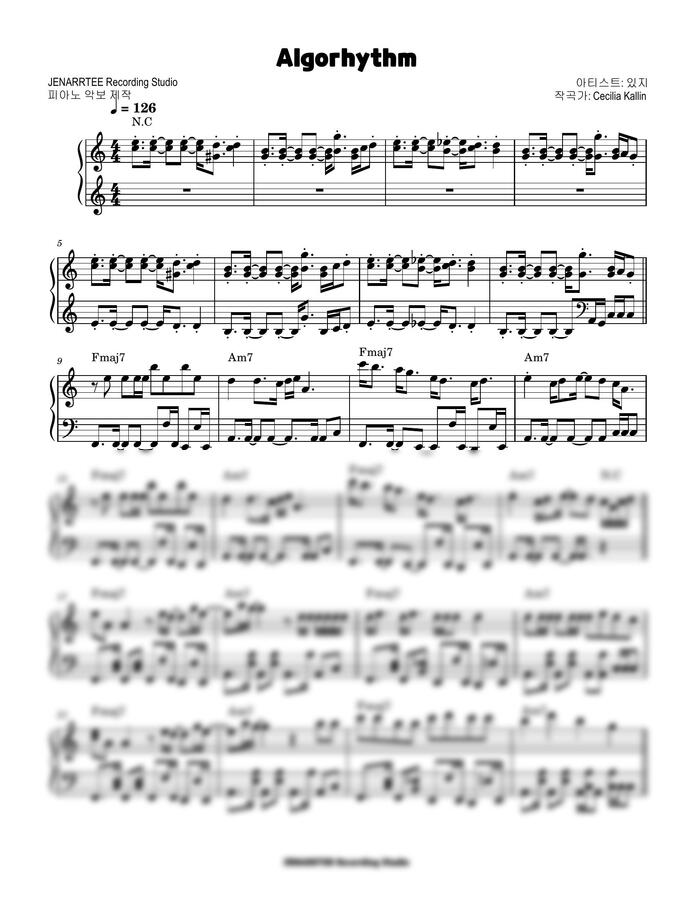 악보 > ITZY (있지) - Algorhythm by JENARRTEE Recording Studio