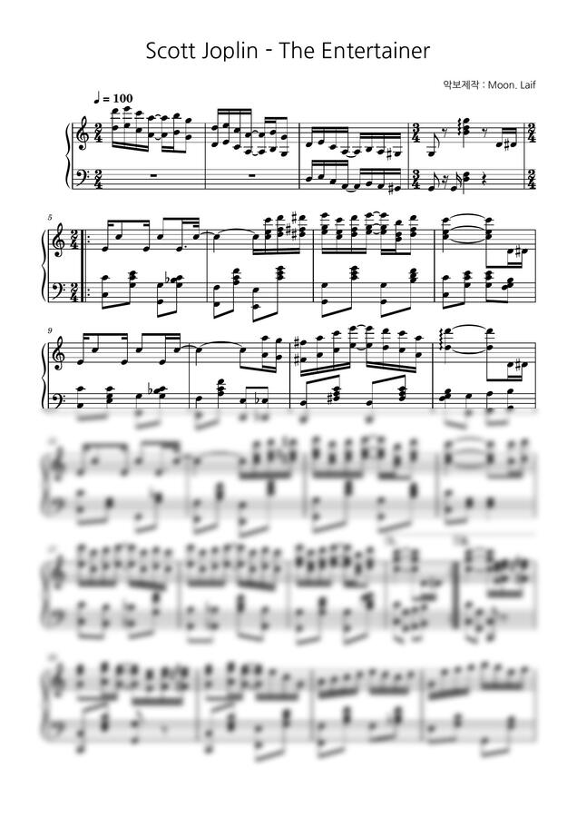 악보 > Scott Joplin - The Entertainer by Moon. Laif