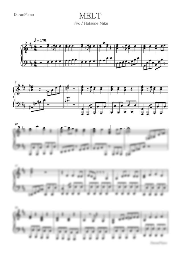 악보 > Ryo(Supercell) - 멜트 (melt) by 다란피아노