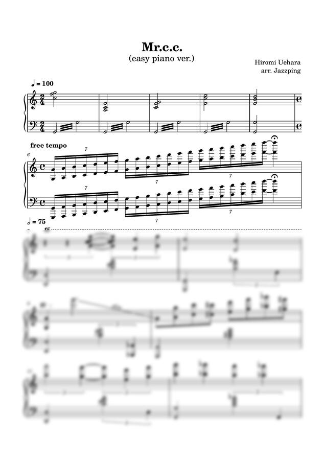 악보 > 히로미 - Mr.c.c. 클라이막스 mrcc (쉬운 다장조) by 재즈핑