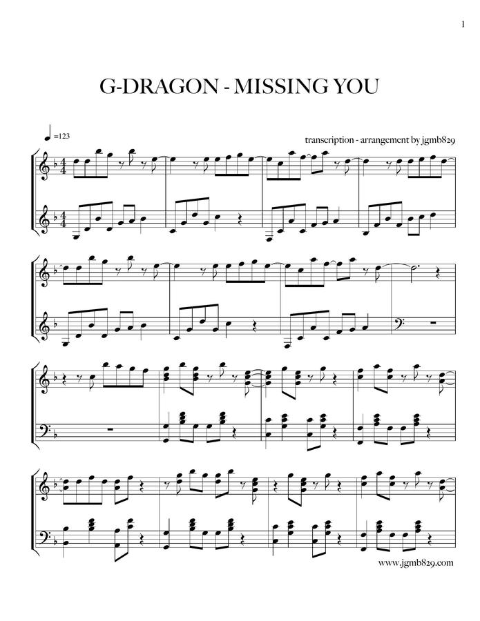 악보 > G-DRAGON - MISSING YOU